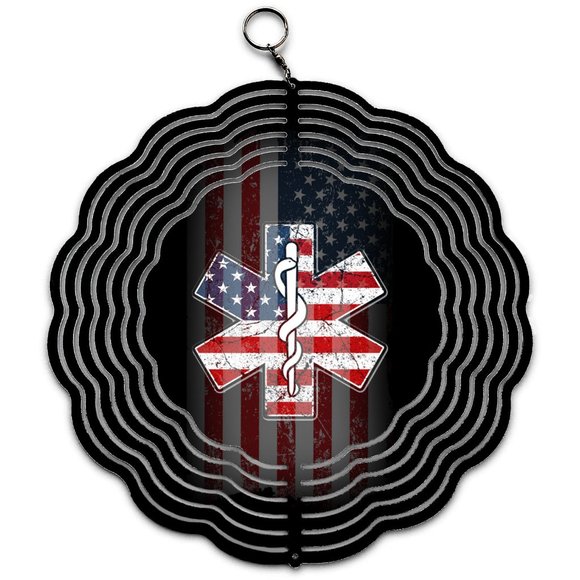 Design | Vintage Ems Emt Flag Distressed American Paramedic Wind Spinner With Swivel Hook | Poshmark